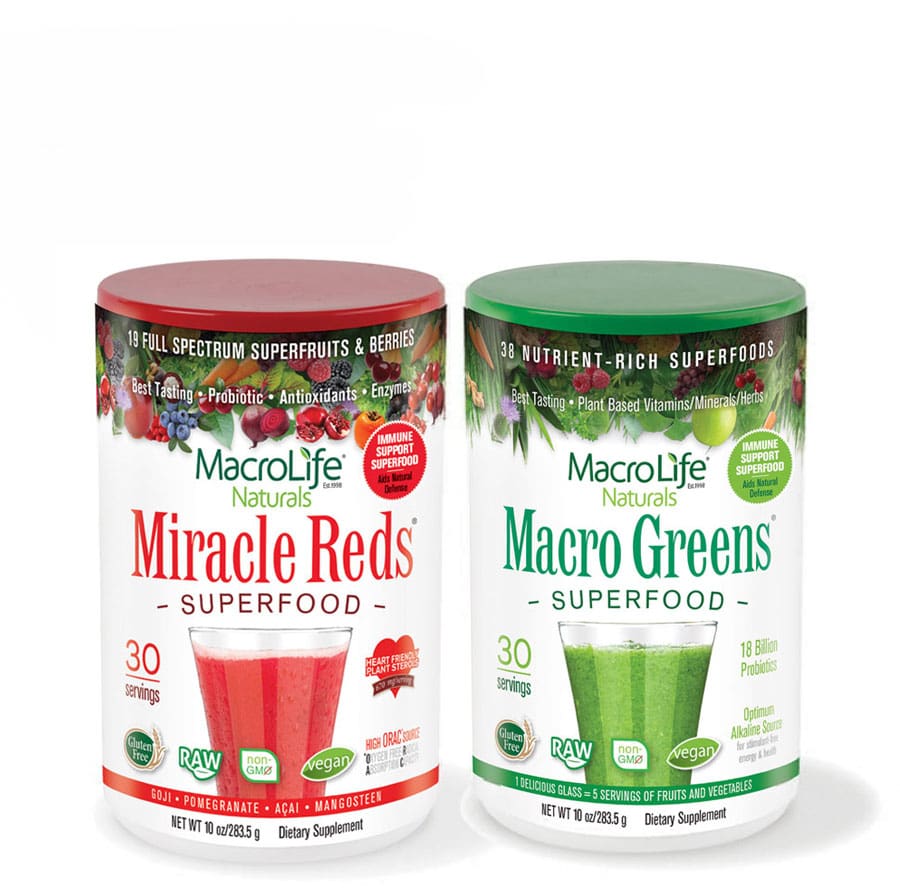 MacroLife Immunity Pack - 30 Serving Macro Greens & Miracle Reds ...